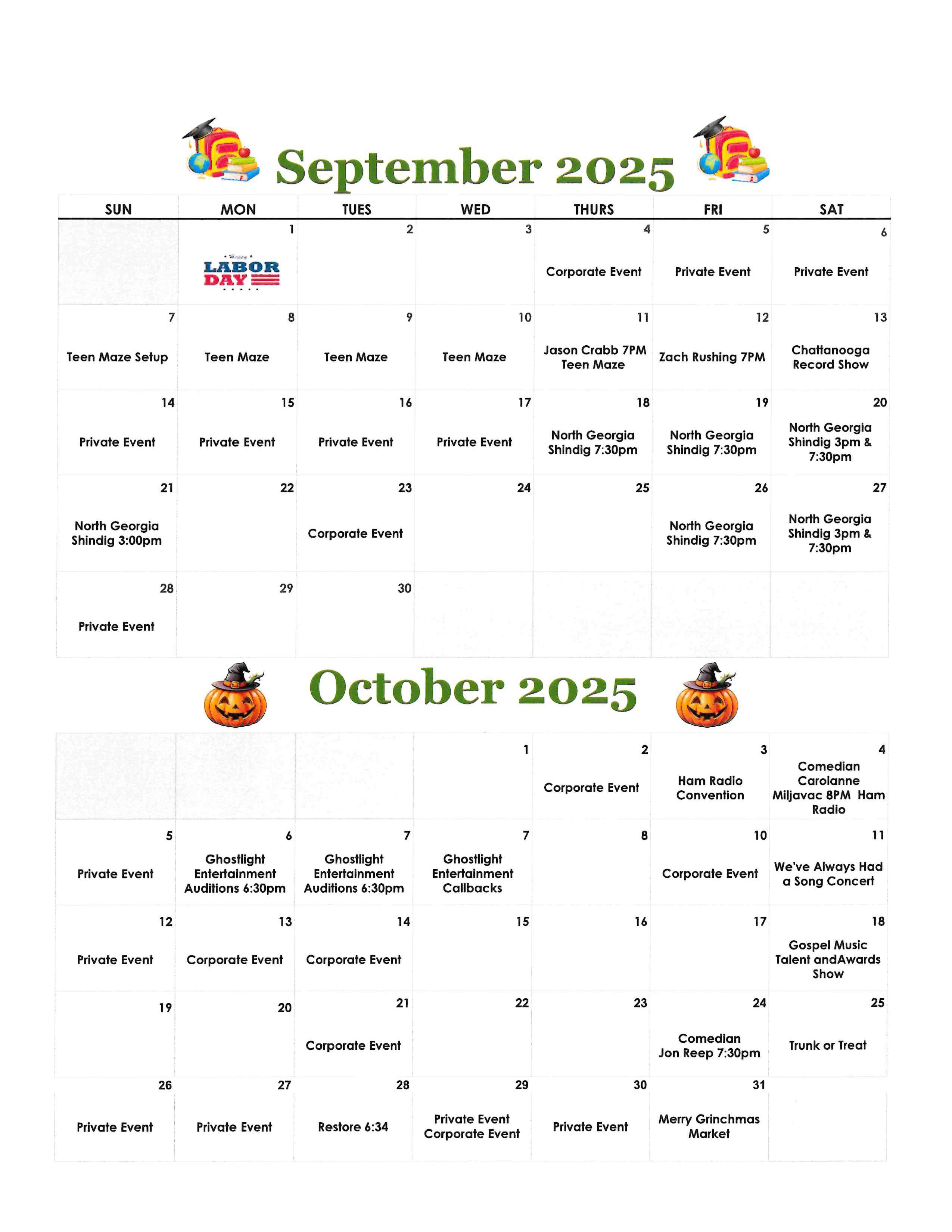 Event Calendar – The Colonnade Civic Center